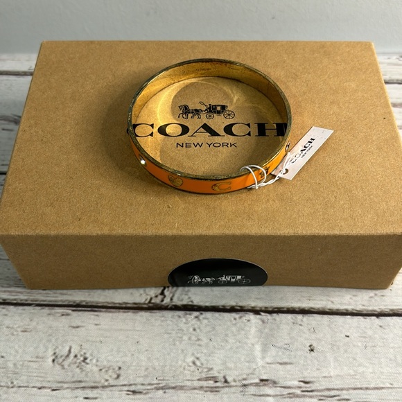 Coach | Jewelry | Coach Gold And Orange Enamel Bangle | Poshmark